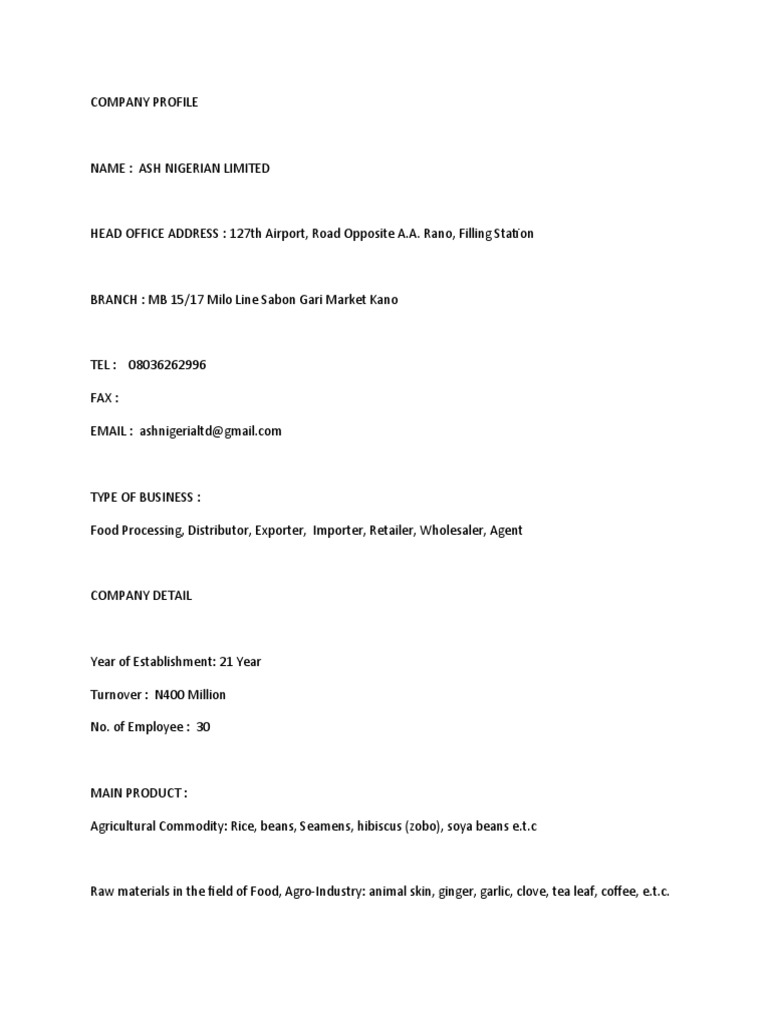 Sample of Company Profiling | PDF