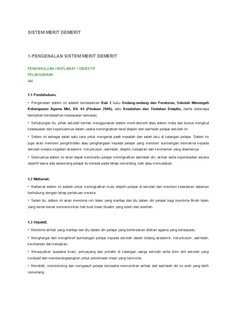 Sistem Merit Demerit | PDF