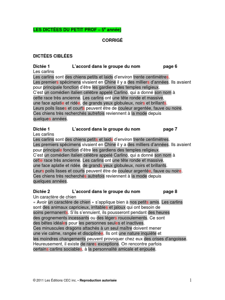 DICTEES | PDF | Le Petit Prince