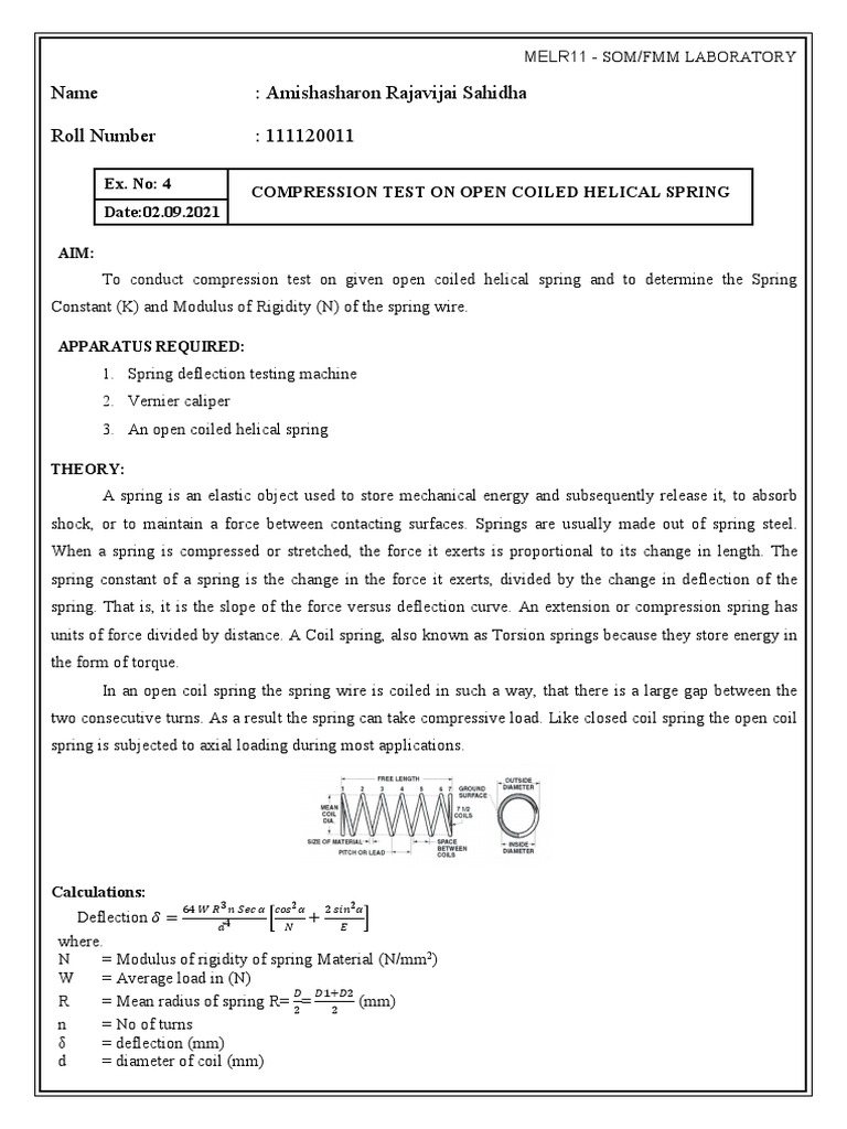 Som Lab Exp4 | PDF | Young's Modulus | Force