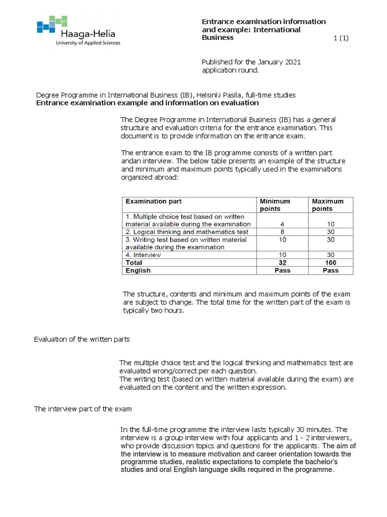 Entrance Exam Sample Bba Ib 2021 | PDF | Test (Assessment) | Car