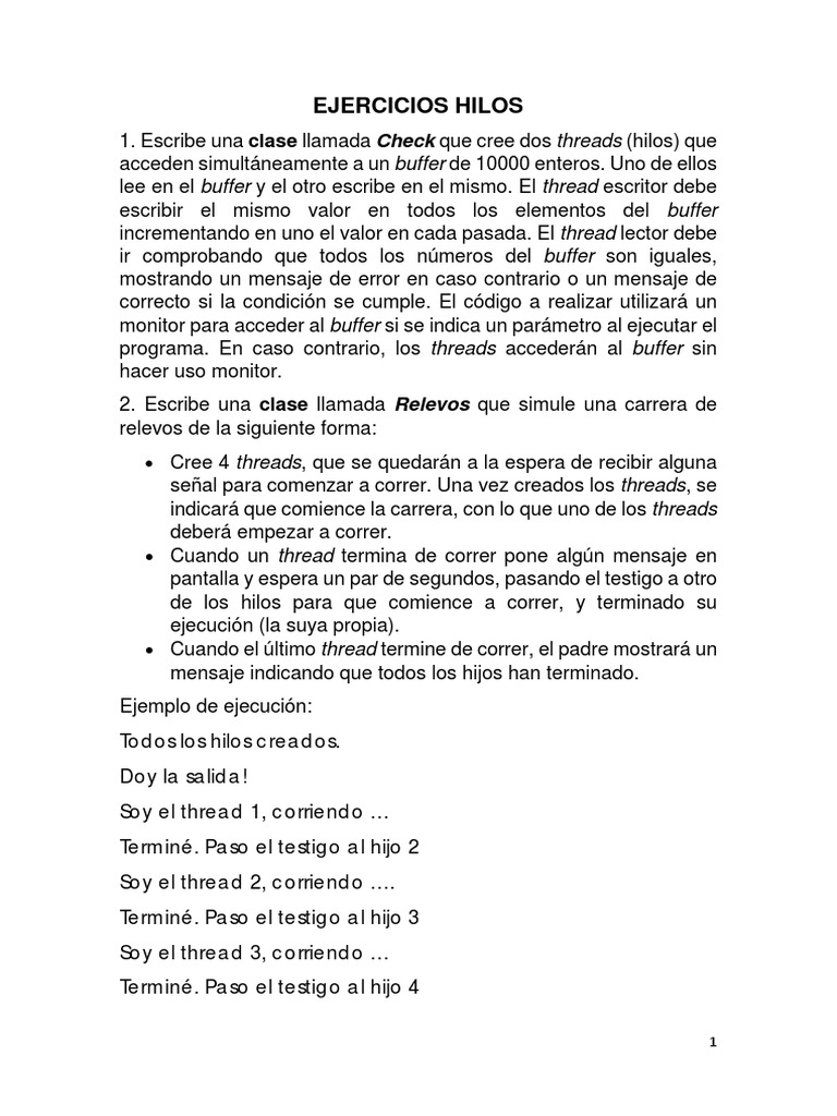 Ejercicios Hilos Java | PDF | Estacionamiento | Supermercado