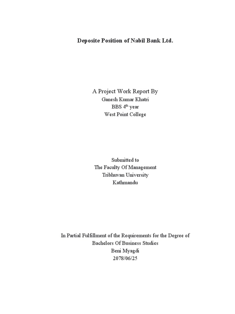 Deposite Position of Nabil Bank Limited | PDF | Banks | Deposit Account