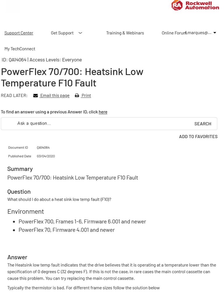 QA14064 - PowerFlex 70 - 700 - Heatsink Low Temperature F10 Fault | PDF | Implied Warranty ...