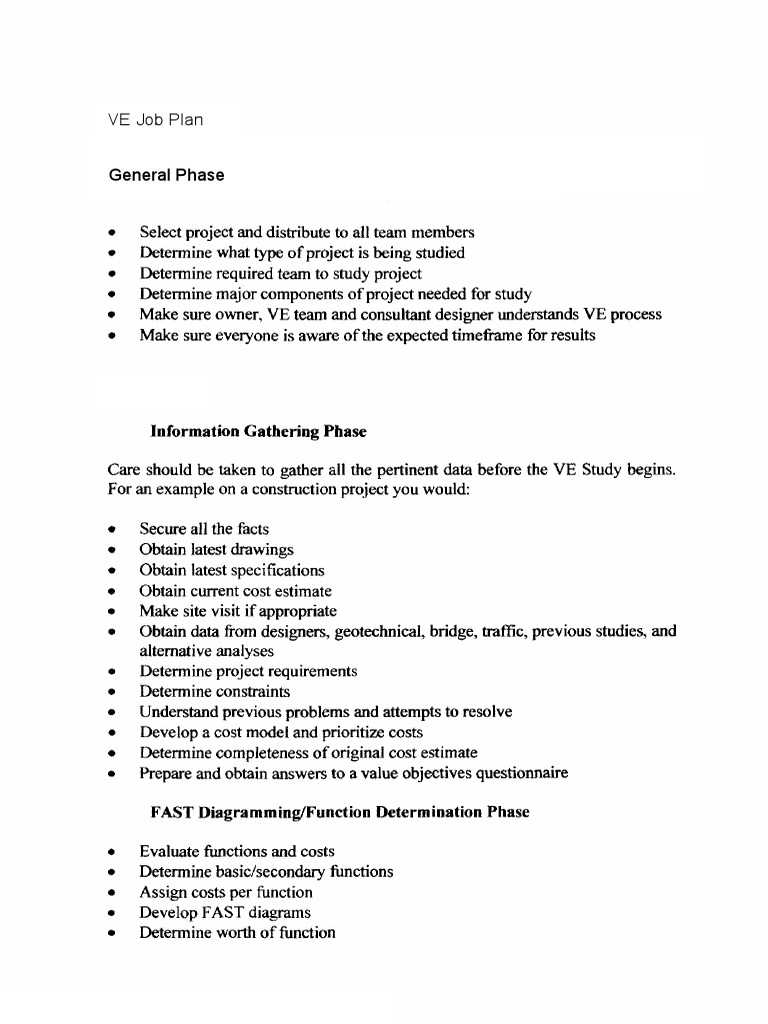 General Phase: VE Job Plan | PDF | Life Cycle Assessment | Design