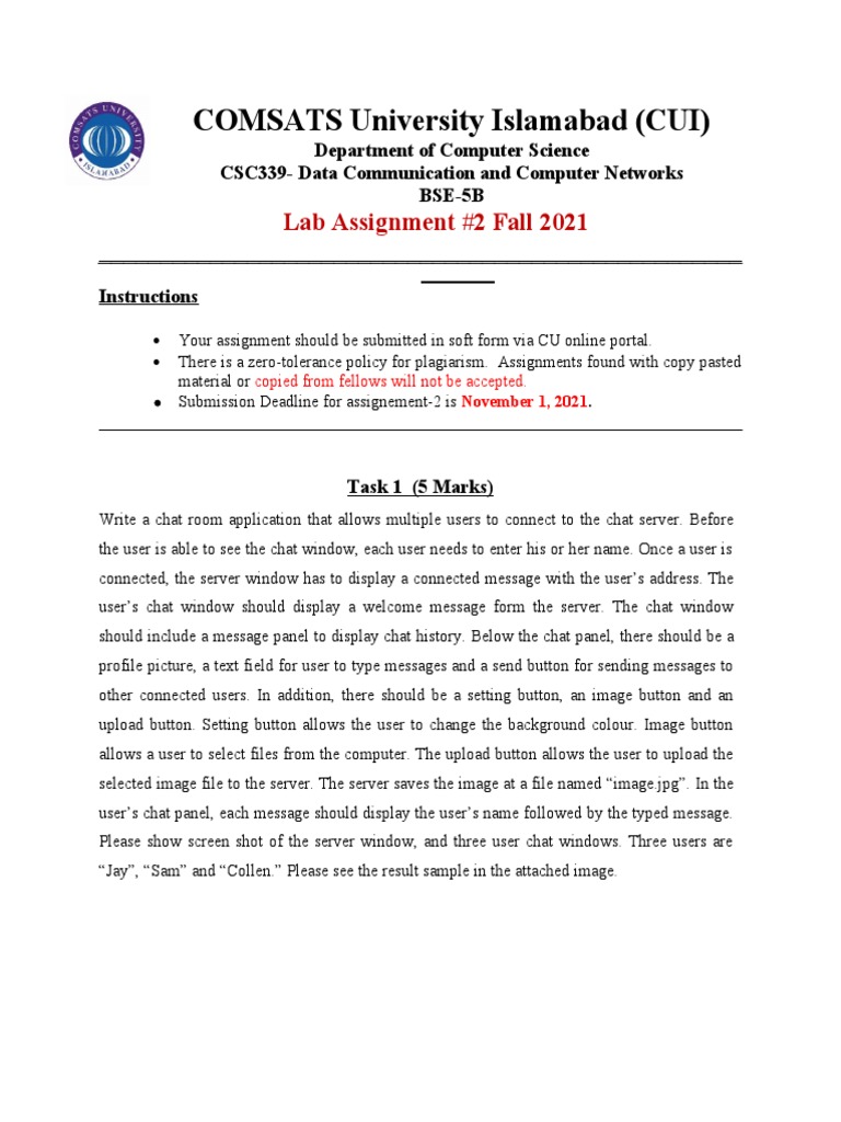 CSC339 - Revised LAB Assignment 2 | PDF | Server (Computing) | Port ...