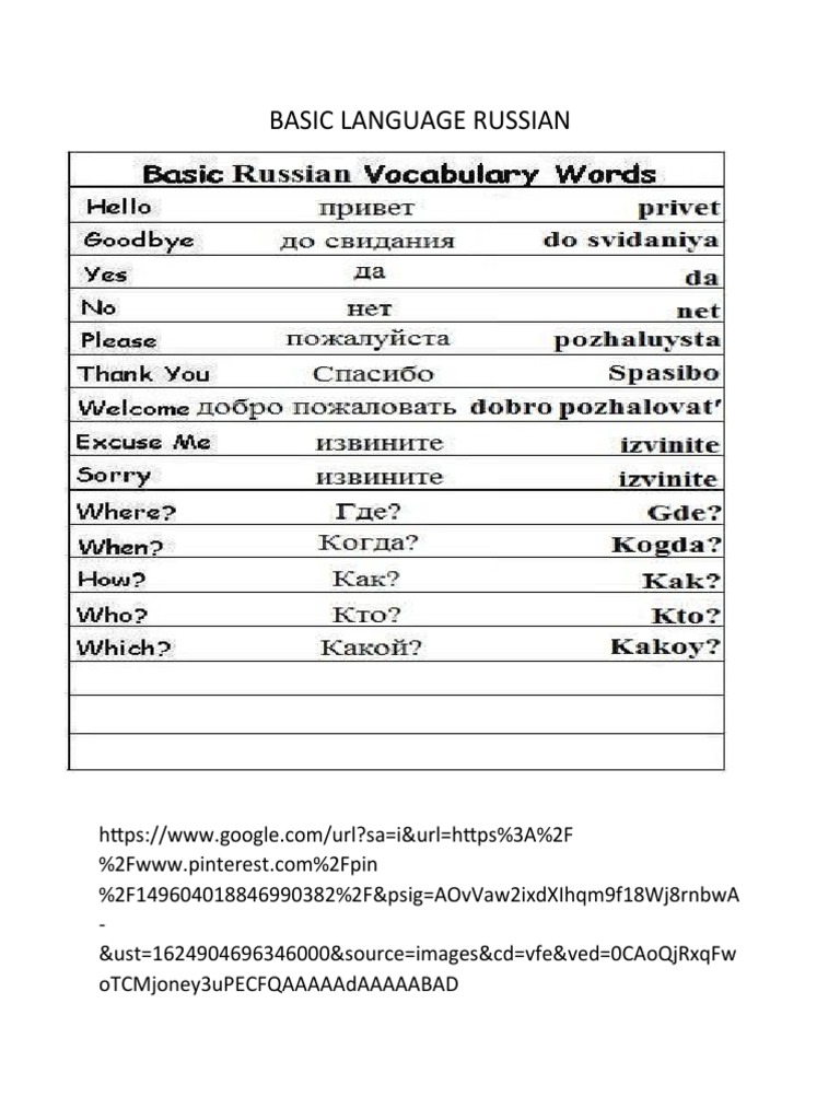 Basic Language Russian | PDF