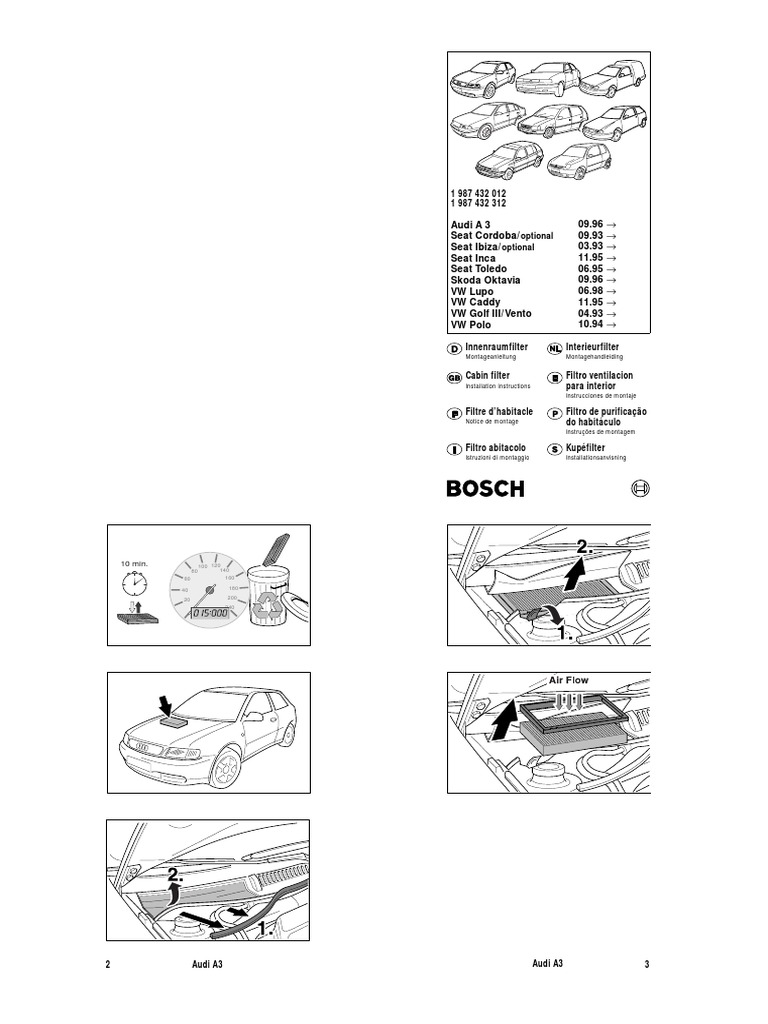 Cabin Filter Installation Guide | PDF | Volkswagen | Front Wheel Drive ...