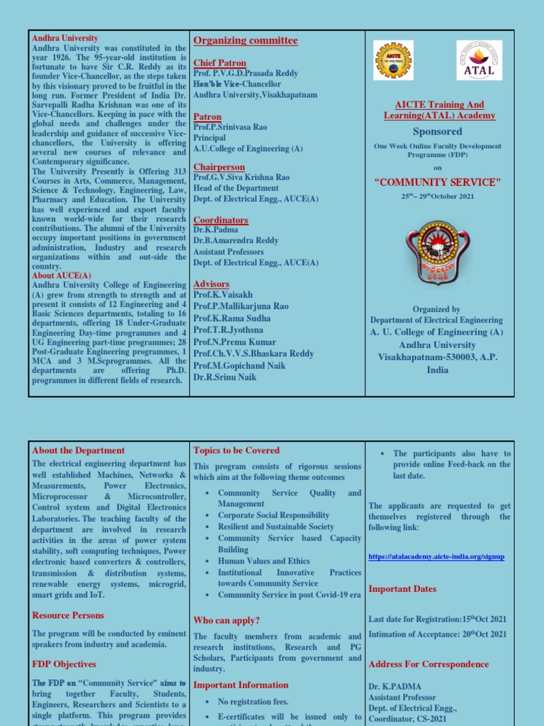 Community Service Brochure | PDF | Academia | Science And Technology