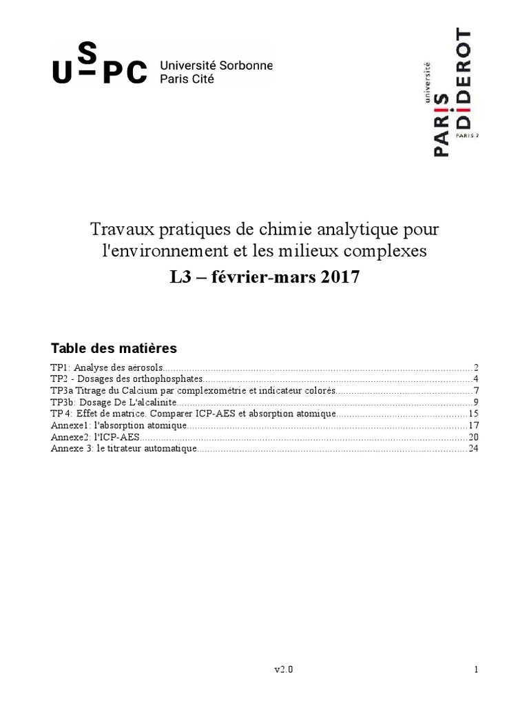 TP L3 Option Analyse 2017 | PDF | Chimie | Titrage