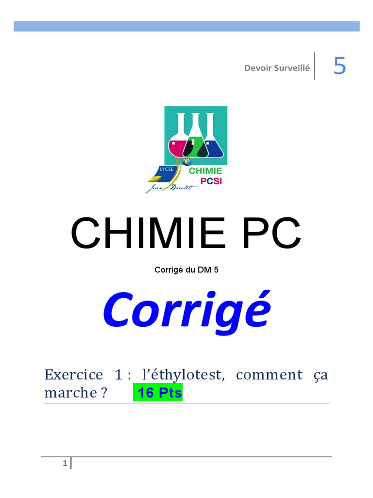 Dm5 optionPCcorrige | PDF | Éthanol | Ph