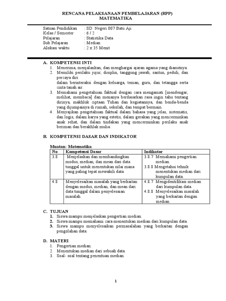RPP Siklus 1 | PDF