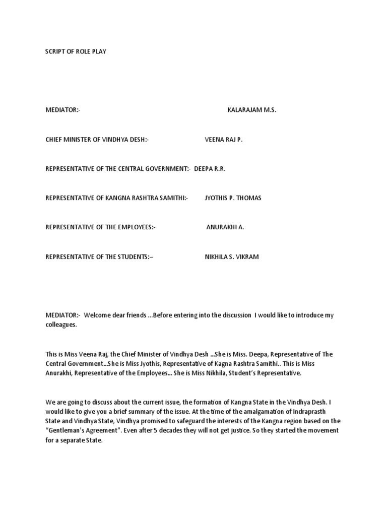 Format For ADR Role Play | PDF | Justice | Crime & Violence