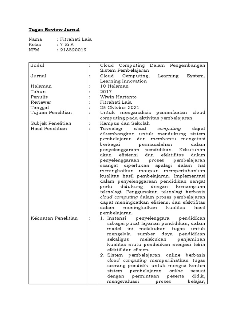 Cloud Computing untuk Pembelajaran | PDF