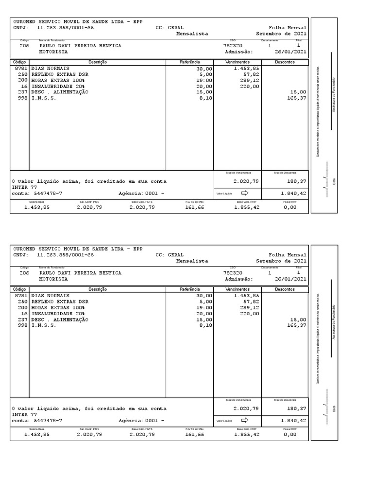 Contra Cheques Ultimos Meses | PDF | Emprego | Ética de negócios
