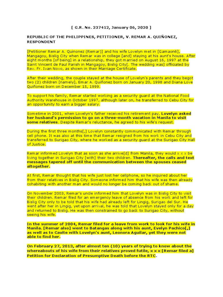 Presumptive Death Petition Denied | PDF | Justice | Crime & Violence