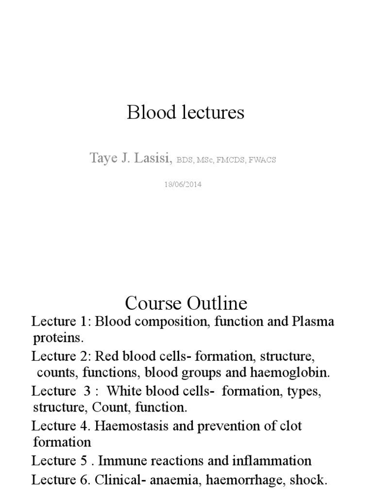Blood Lectures 2014 PIO 205 | PDF | Blood Type | Immune System