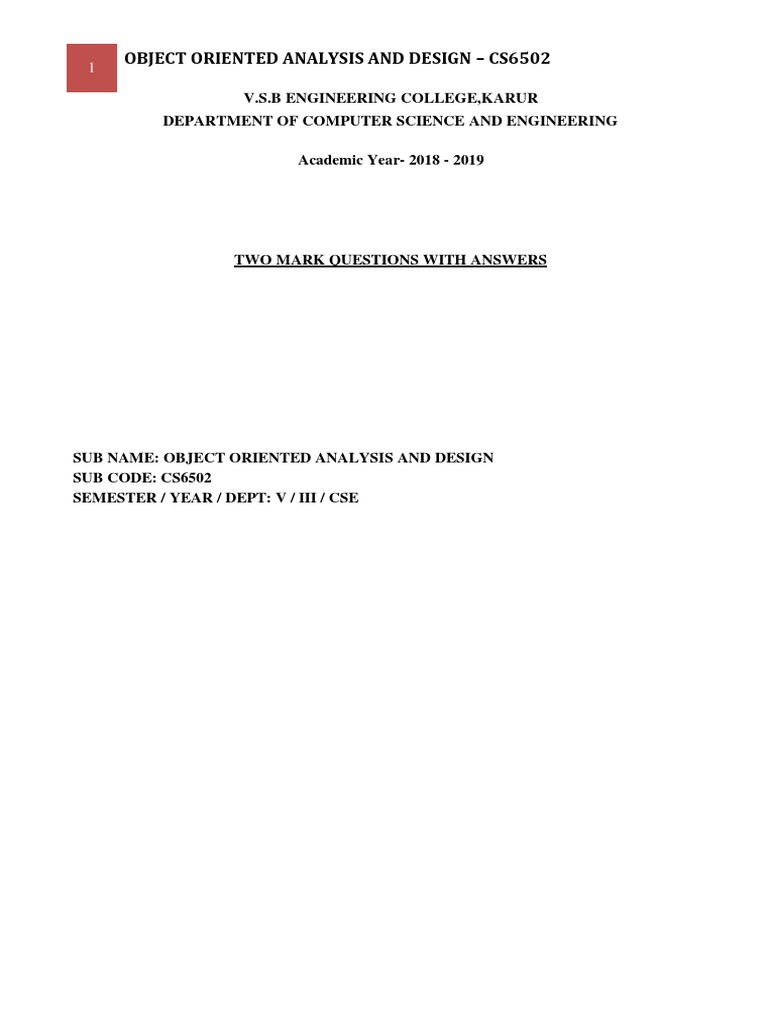 III Year V Sem Question Bank | PDF | Class (Computer Programming ...