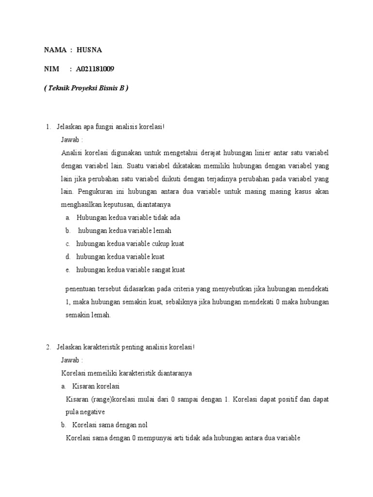 Tugas TPB B Bab 5 (Analisis Korelasi) | PDF