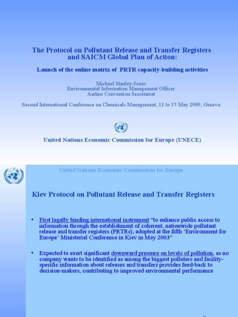 The Protocol On Pollutant Release and Transfer Registers and SAICM ...