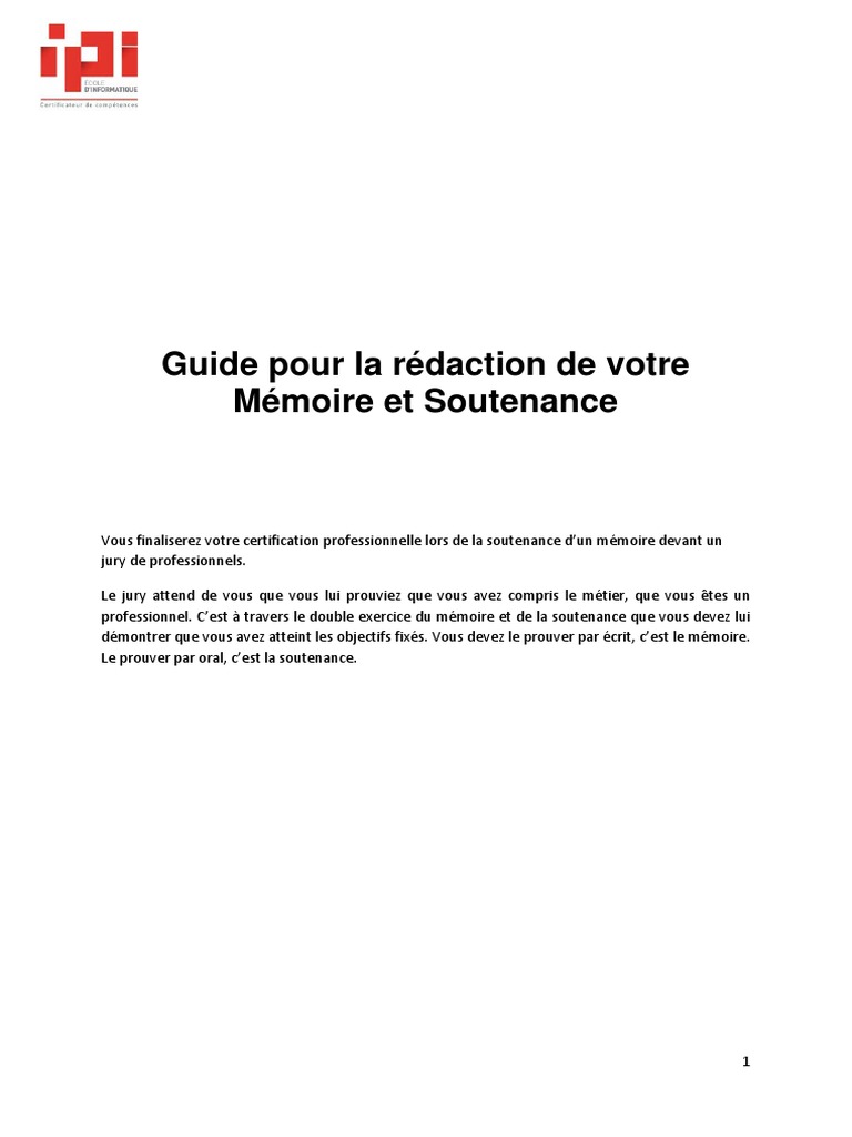Guide de Soutenance et Mémoire | PDF | Informatique | Certification ...