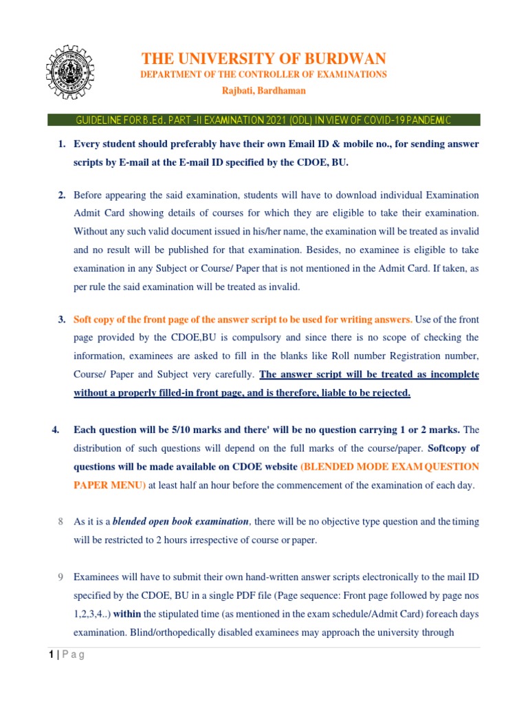 Guidelines for Submitting Handwritten Answer Scripts Electronically for ...