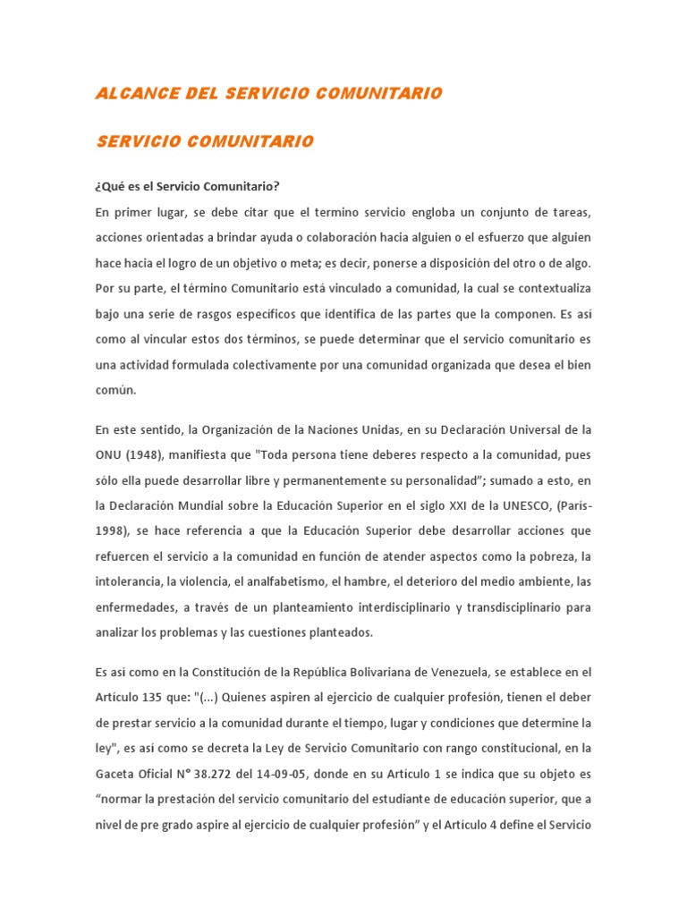 Alcance de Servicio Comunitario | PDF | Unión Europea | Naciones Unidas