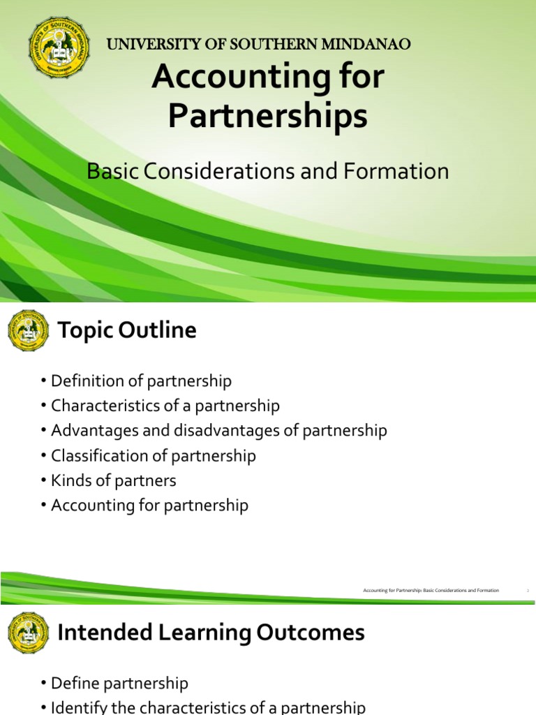 Accounting For Partnerships: Basic Considerations and Formation | PDF ...