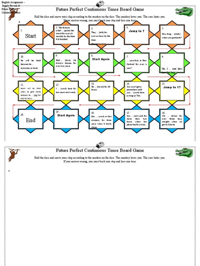 Future Perfect Continuous Tense Game | PDF