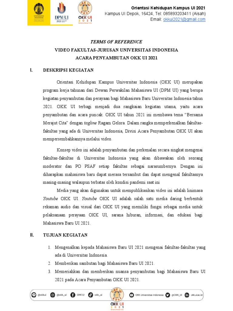 ToR Video Fakultas Dan Jurusan | PDF