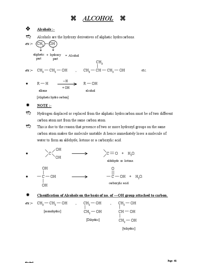 ALCOHOL : Alcohols | PDF | Ester | Alcohol
