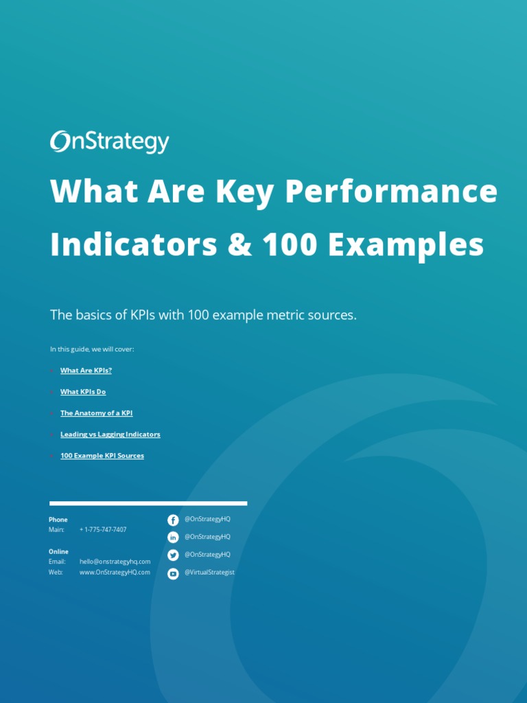 100 Key Performance Indicator Examples | PDF | Performance Indicator ...