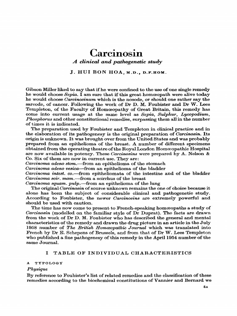 Carcinosin: Clinical Insights and Uses | PDF | Asthma | Cancer