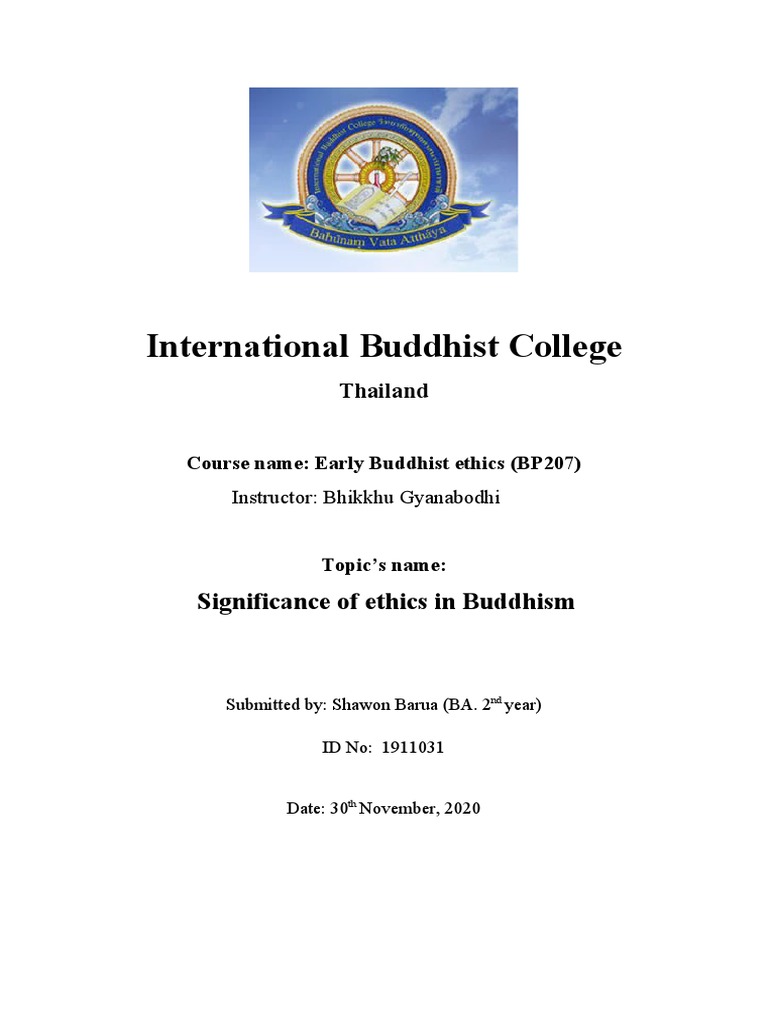 International Buddhist College: Significance of Ethics in Buddhism ...
