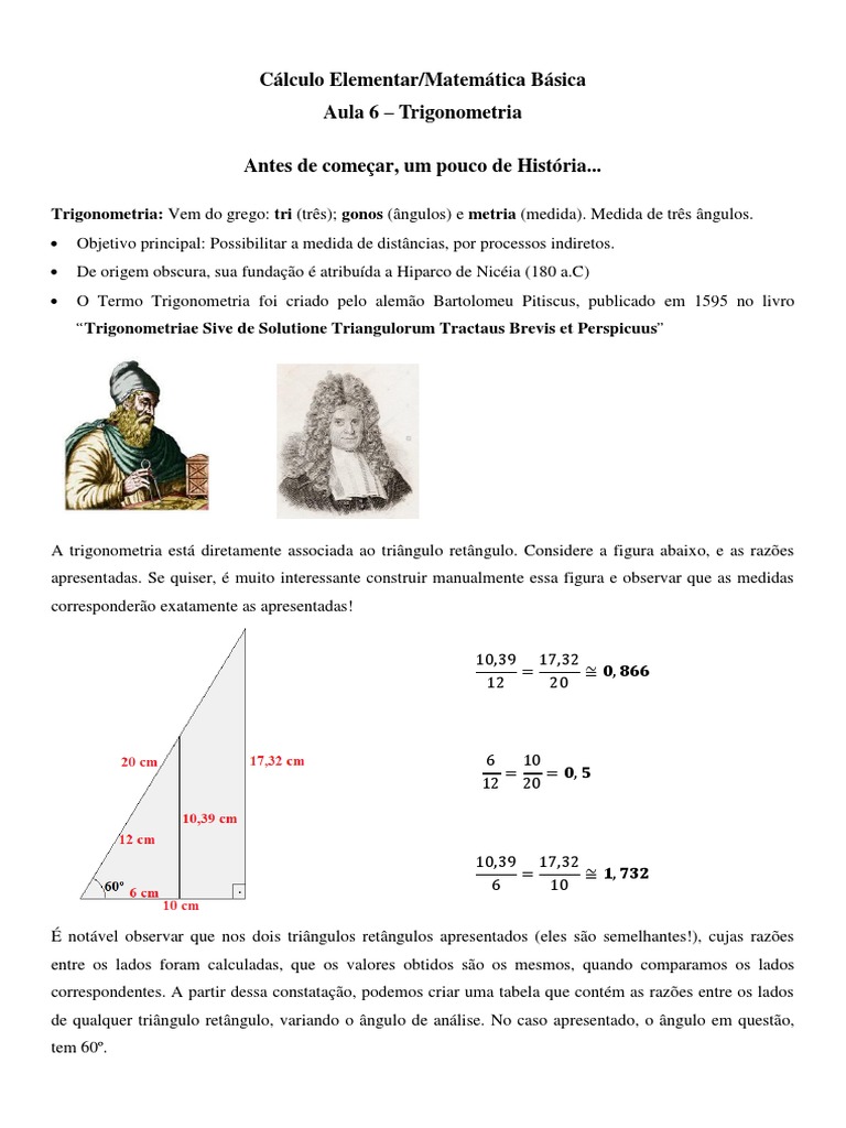 Aula 6 - Cálculo Elementar - Matemática Básica | PDF | Trigonometria ...