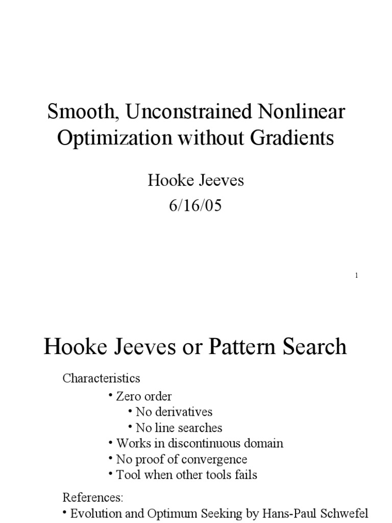 Smooth, Unconstrained Nonlinear Optimization Without Gradients | PDF | Mathematical Optimization ...