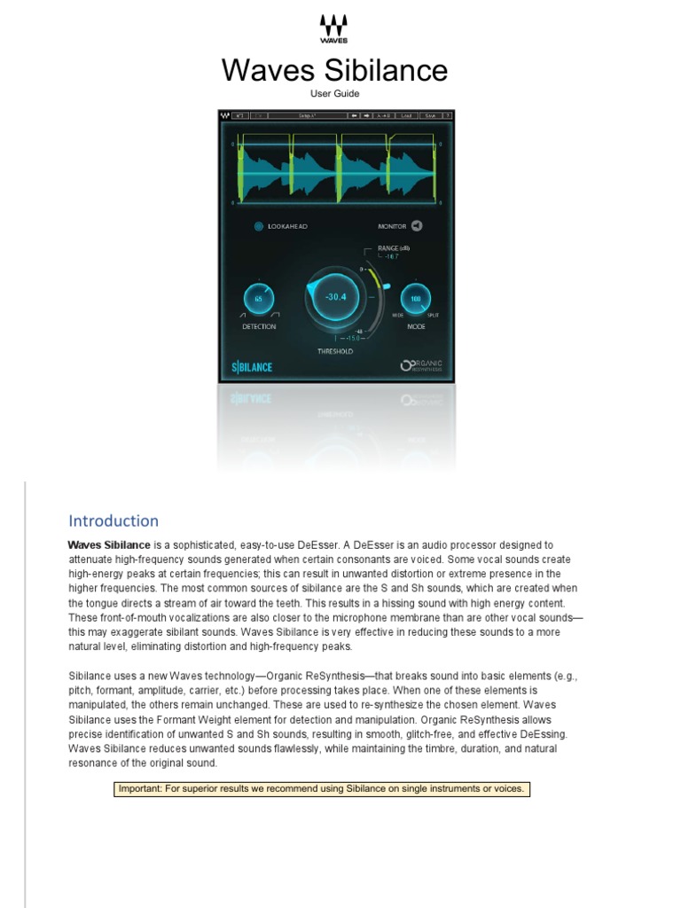 Sibilance Waves Manual (Musicmaking) | PDF | Sound | Sampling (Signal Processing)