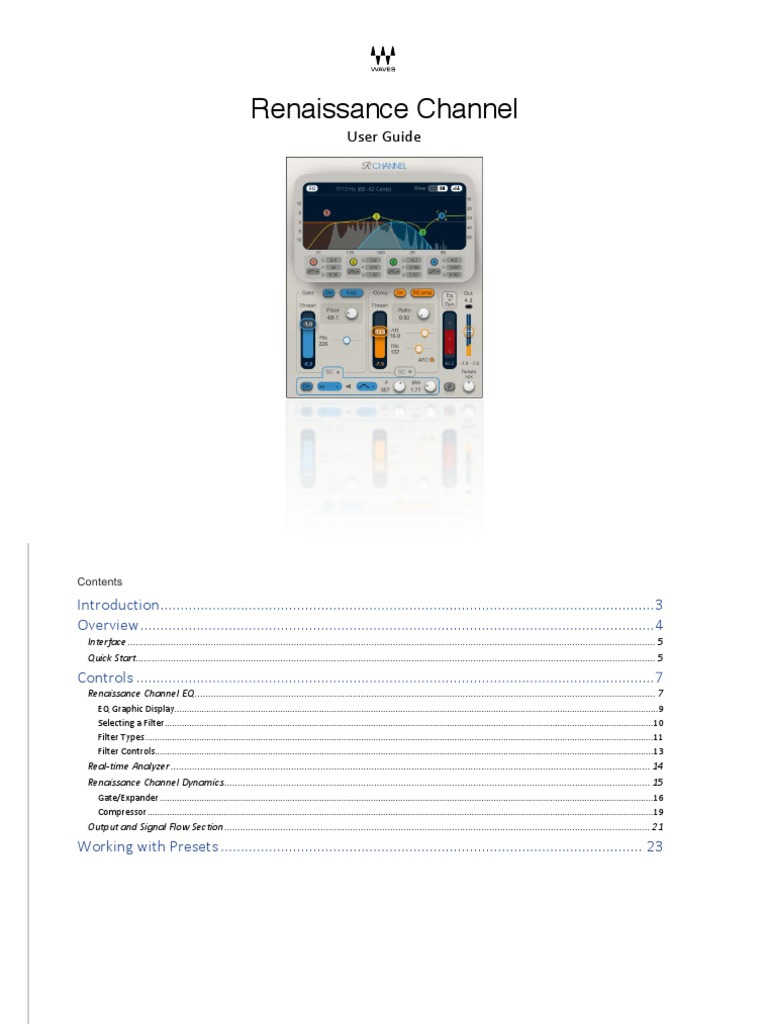 Waves Renaissance Channel User Guide | PDF | Equalization (Audio) | Bandwidth (Signal Processing)