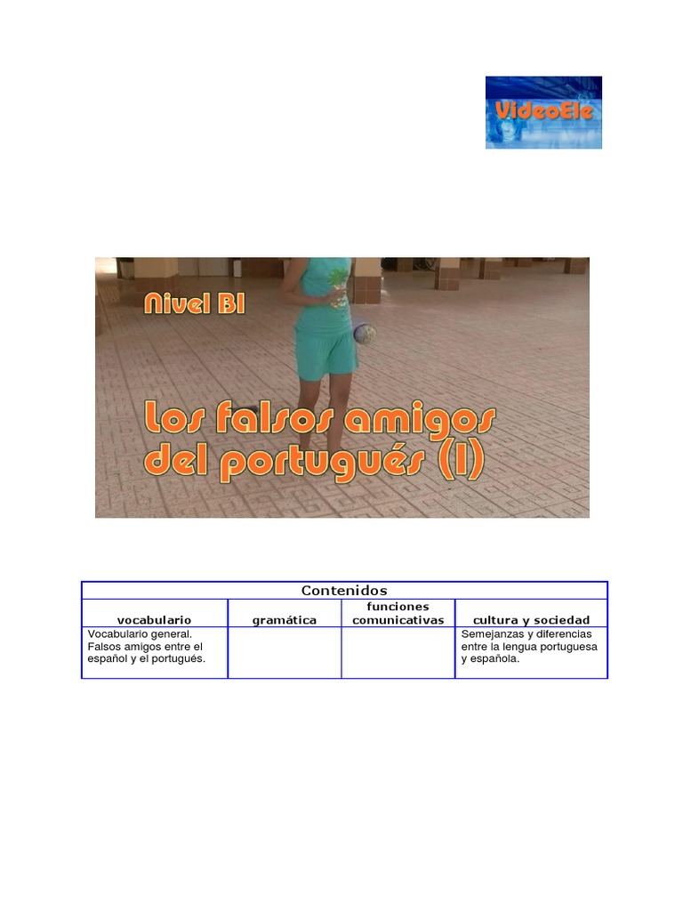 B1 - Falsos Amigos Portugues1 Actividad | PDF | Lingüística ...