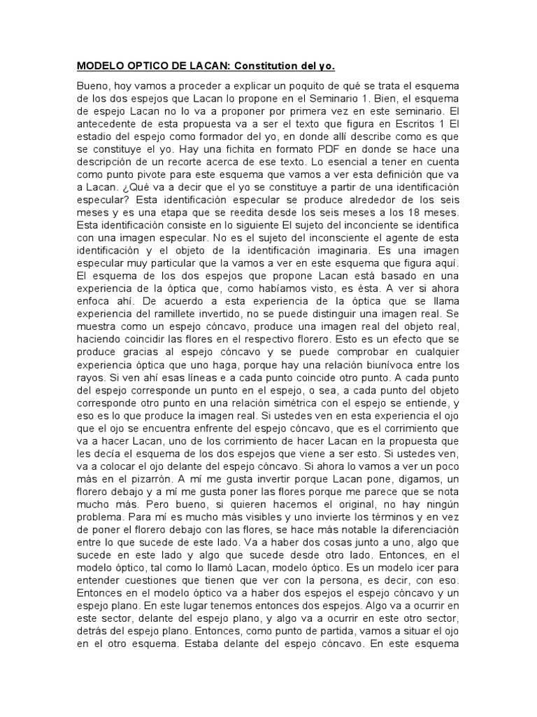 Modelo Optico de Lacan | PDF | Jacques Lacan | Espejo