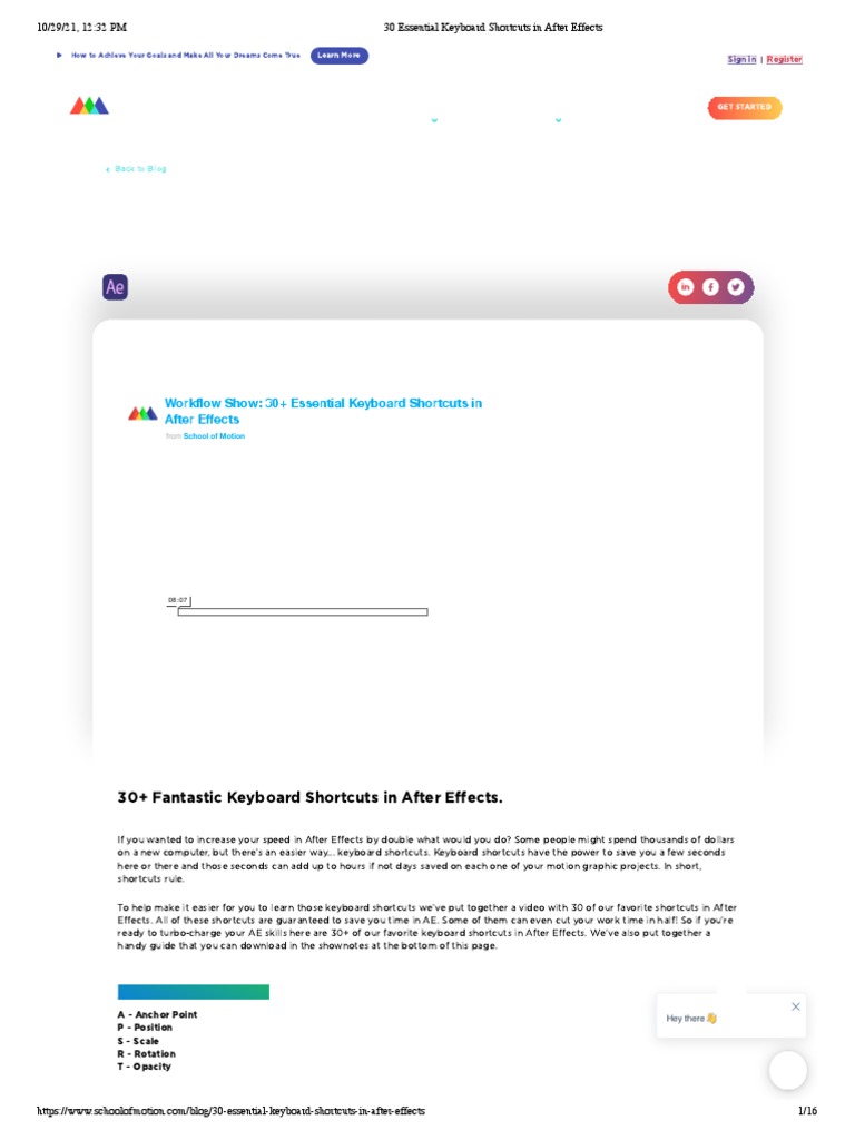 30 Essential Keyboard Shortcuts in After Effects | PDF | Keyboard ...