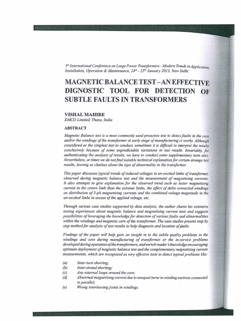 Mag Balance Test - Effective Dignostic Tool. | PDF