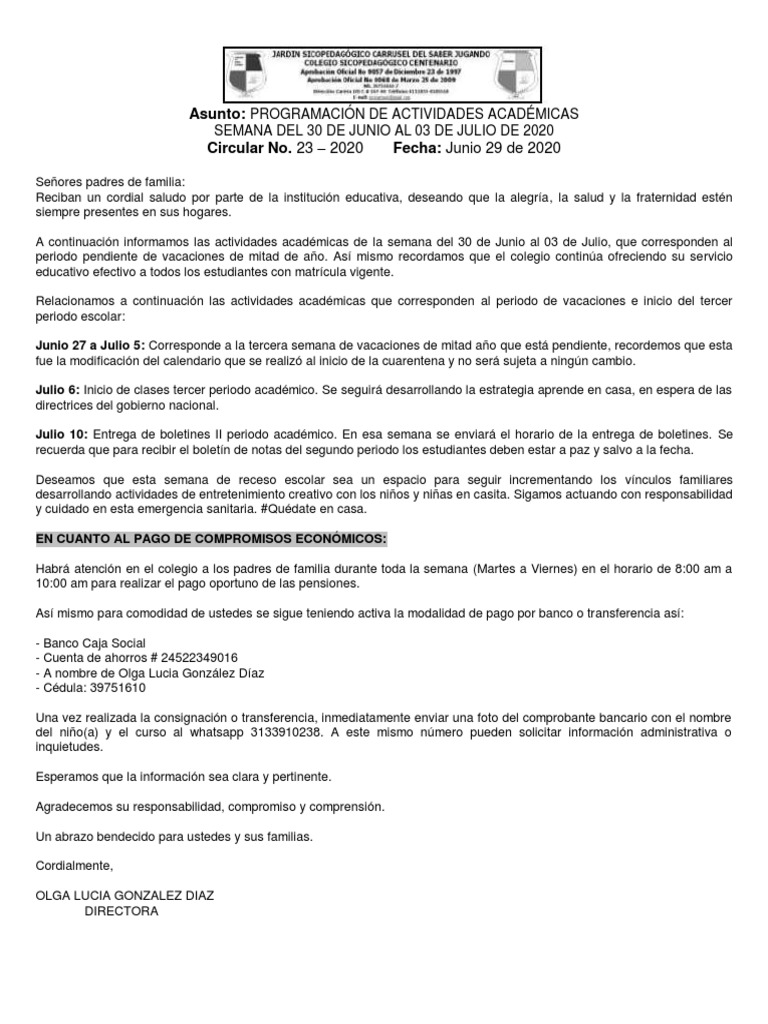 Circular Oficial # 15 | PDF