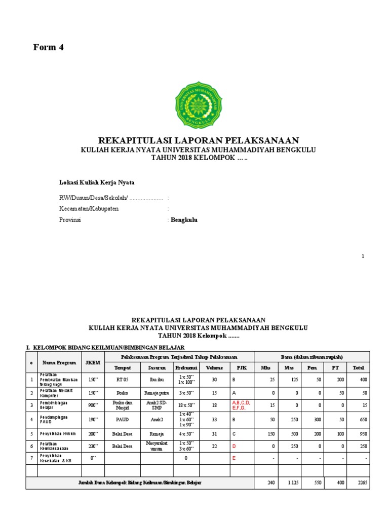 Rekapitulasi Laporan KKN | PDF