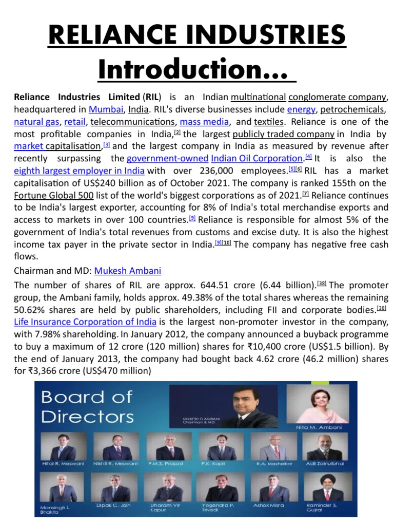 Reliance Industries | PDF | Brand | Business Process