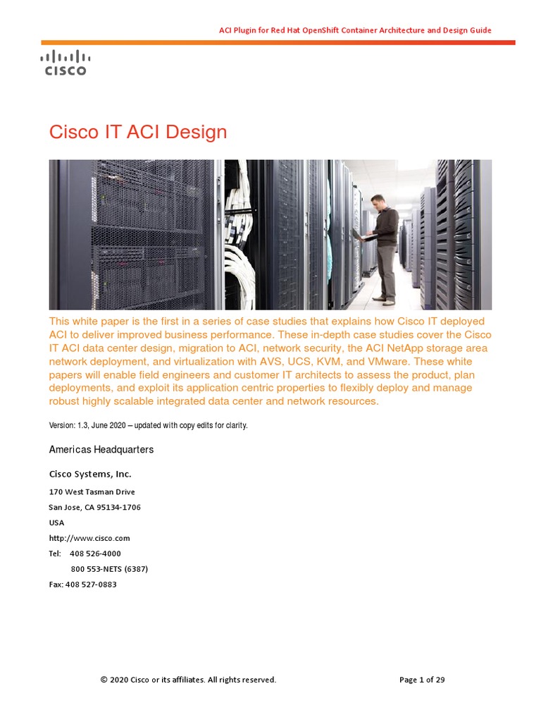Cisco It Aci Design: Aci Plugin For Red Hat Openshift Container ...