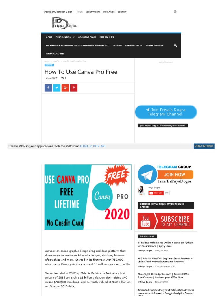 How To Use Canva Pro Free | PDF | Application Software | Software