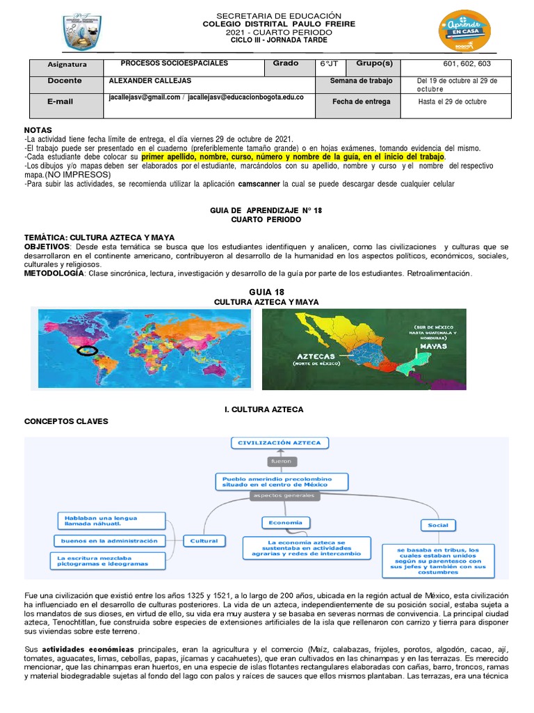 Guia #18 Proc Soc Sexto JT Freire Alex 2021 | PDF | Civilización maya ...