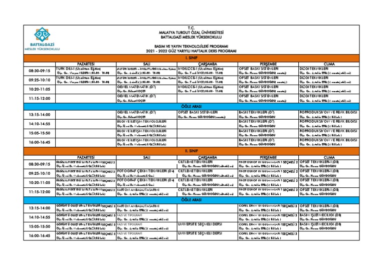 2021 2022 Guz Yariyili Basim Ve Yayin Teknolojileri Haftalik Ders ...