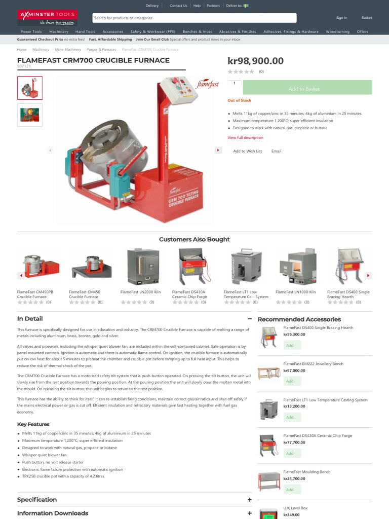 Flamefast crm700 Crucible Furnace - Axminster Tools Europe | PDF ...